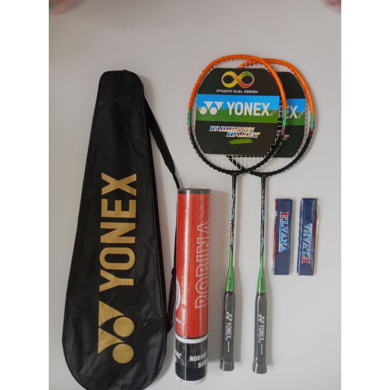 Yonex RACKET COMPLETE PACKAGE 2 RACKETS 2 GRIP KOK CONTENTS 12 & 2 GRIP ...