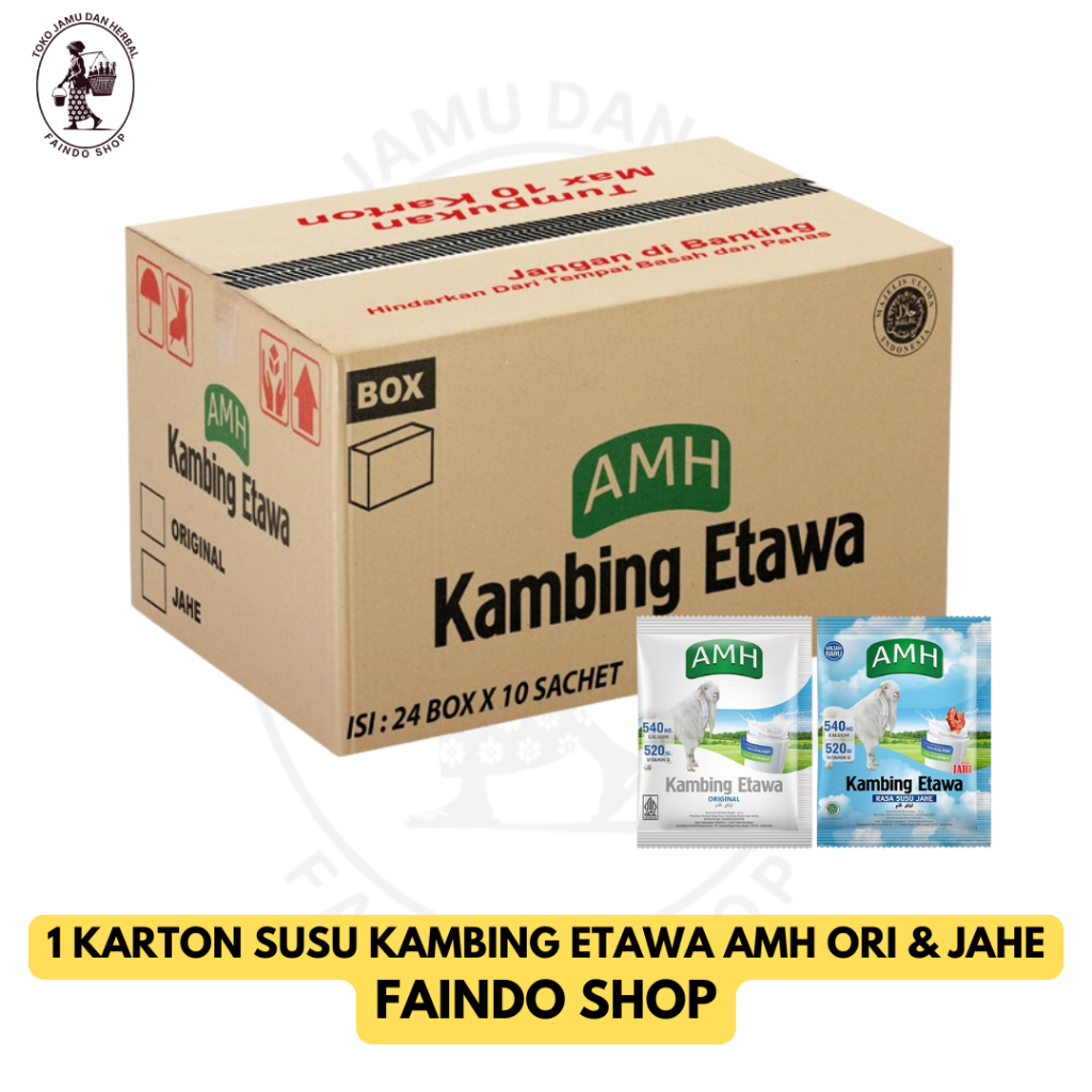 Original Etawa AMH Goat Milk Filled with 10 Original Sachets and Ginger Milk Carton Filled with ...