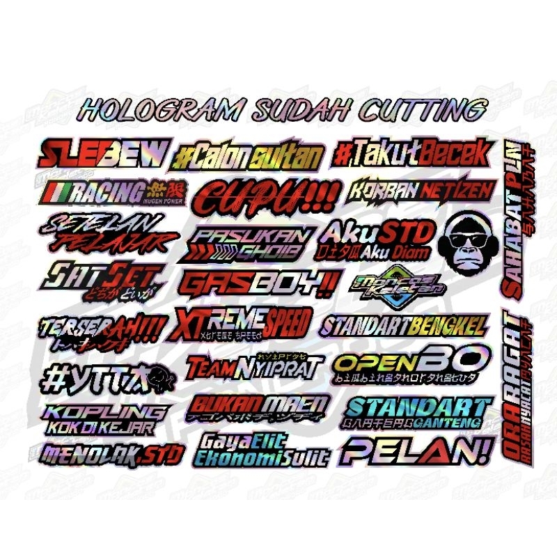 Sticker PACK OF HOLOGRAM WORDS STICKER PACK CUTTING HELMET AND ...