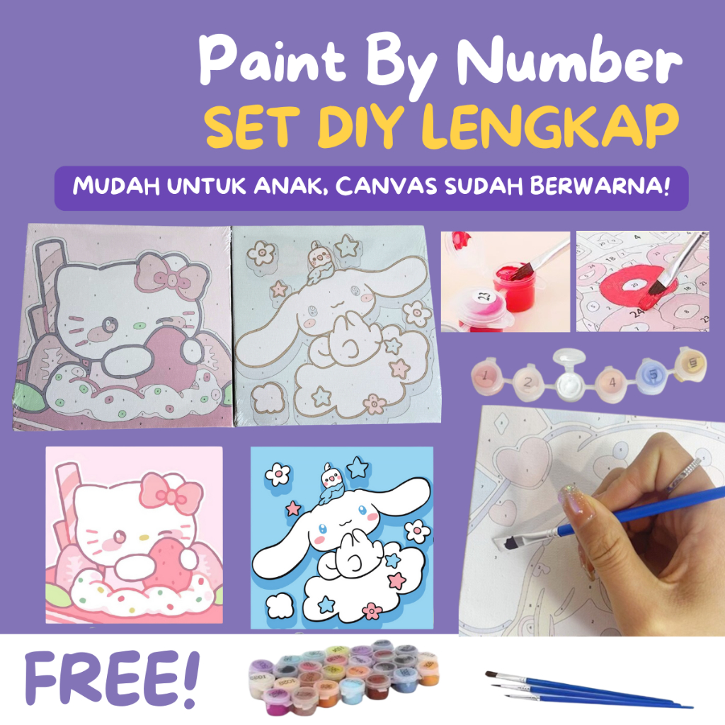 Diy Paint by Number Cinnamoroll Disney Kuromi Sanrio Cartoon Children ...