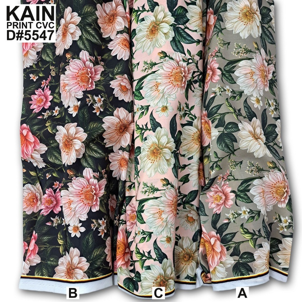 KATUN Cotton Fabric / CVC Cotton Fabric Motif D-5547 (Per 0.50 meters ...