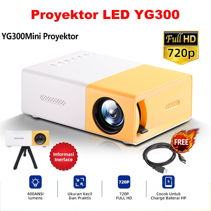 HP Hdmi mini LED Projector YG300/YG 300 LCD Portable Projector Home ...