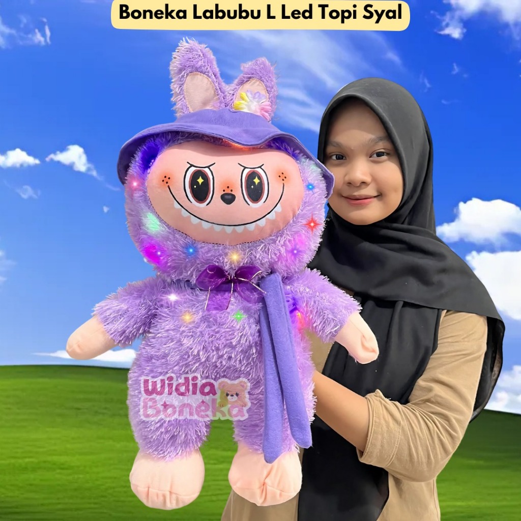 Labubu Doll with LED lights, 50cm high. Use a hat and scarf | Shopee ...