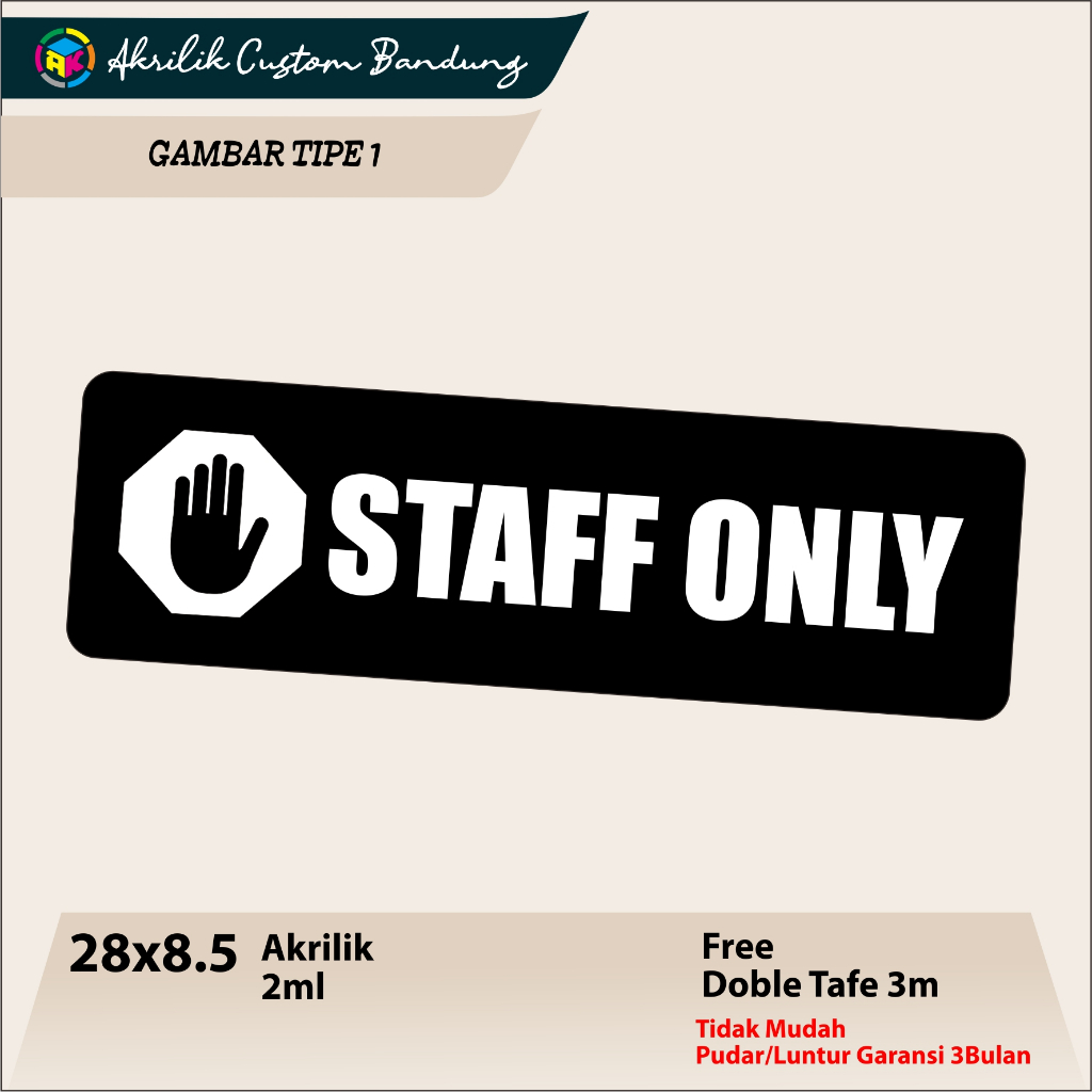 Acrylic Staff Only Type 1 Acrylic Signage Sticker Signboard | Shopee ...