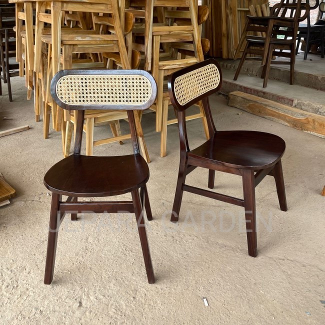 KAYU Finishing - Natural Woven Rattan Ropan Chair, Teak Wood ...