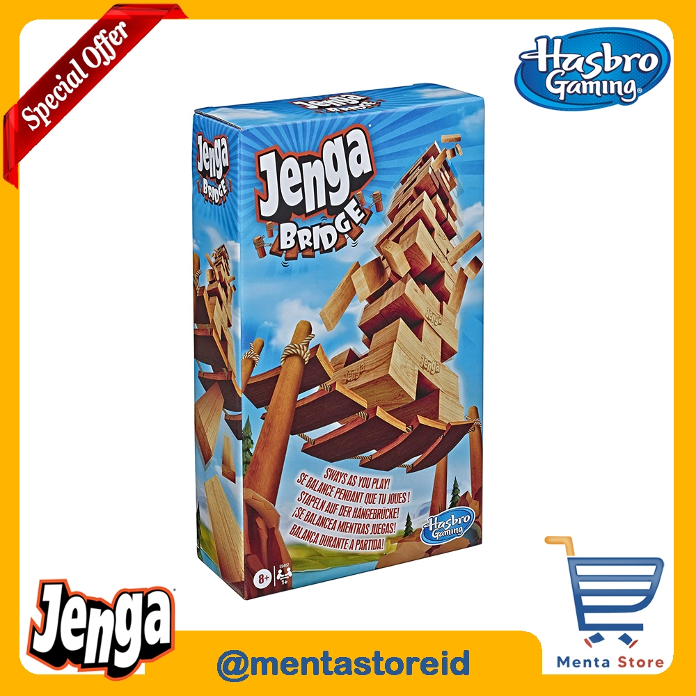 Hasbro Games Jenga Bridge Board Wooden Block Stacking Tower Fun Toys ...
