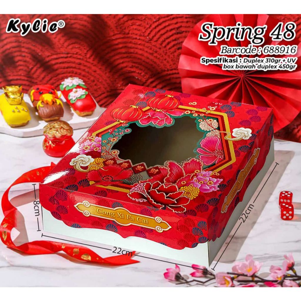 Cny Red Fortune Chinese New Year Box 22x22x8 Layer Cake Jar | Shopee ...