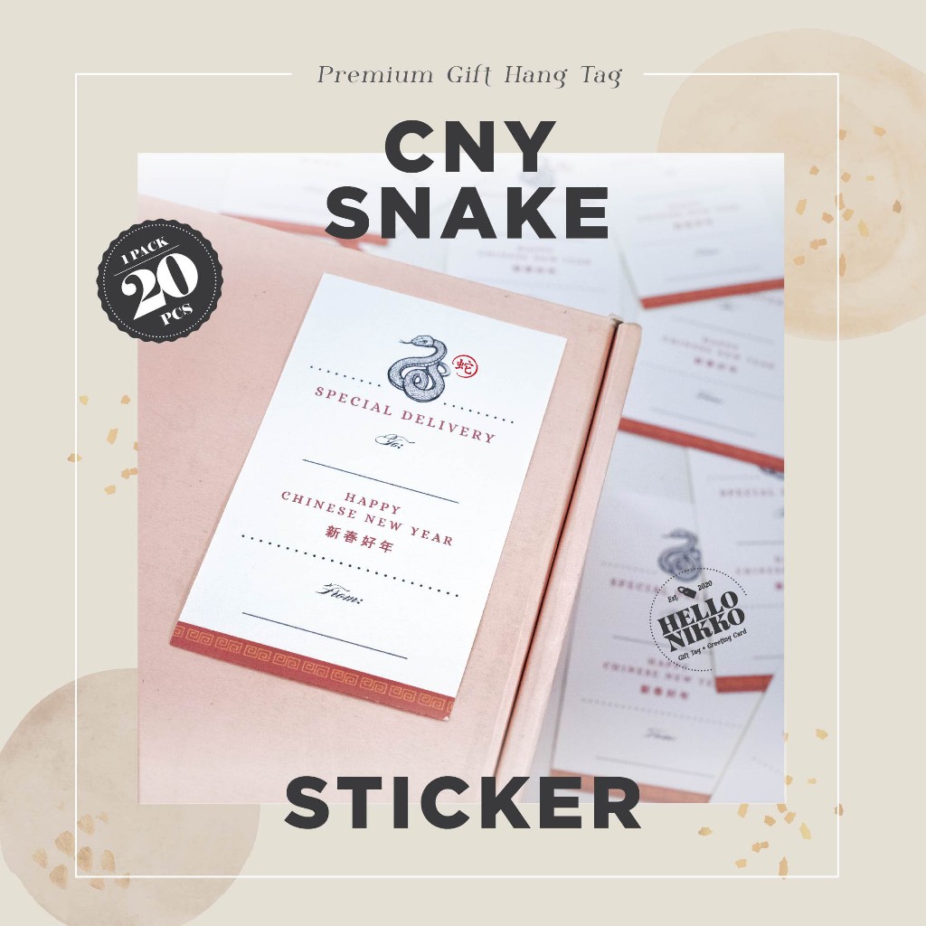 Cny SNAKE 2025 sticker - Hang tag greeting card gift sticker hampers ...