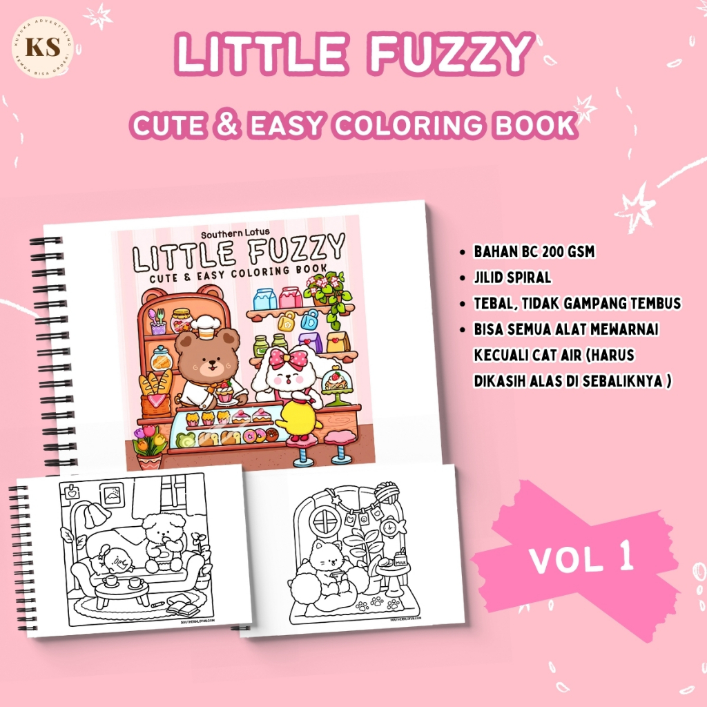 Little FUZZY VOL 1 Coloring Book For Adults And Kids Healing Stress ...