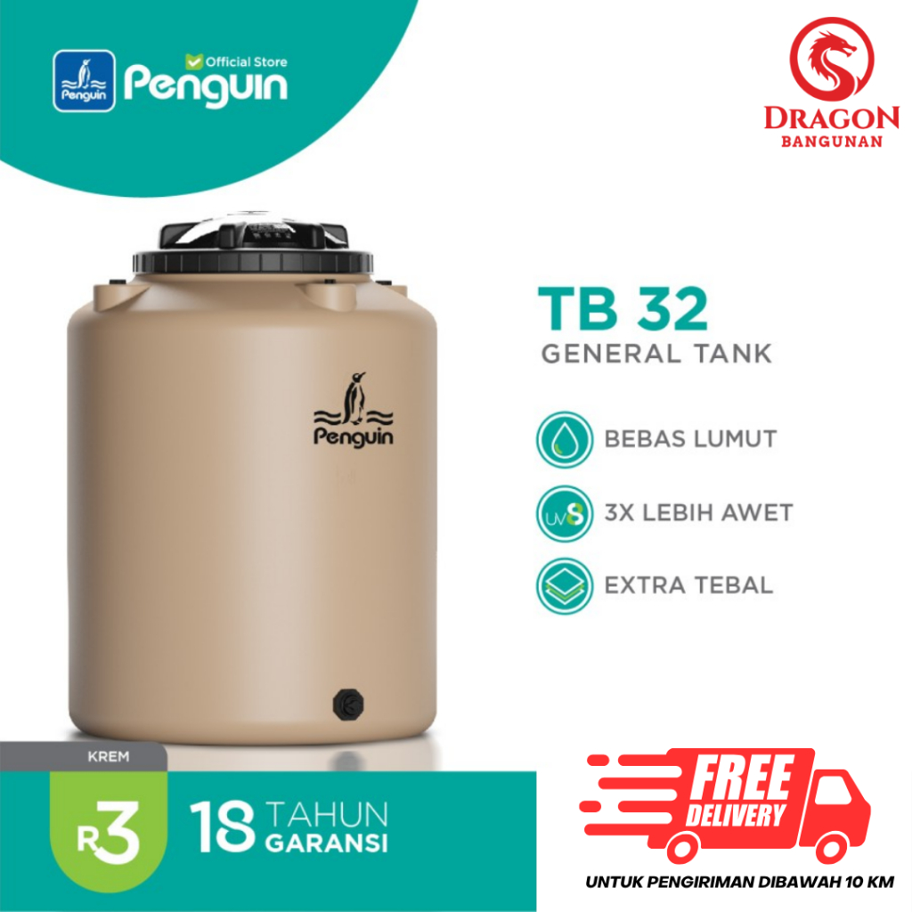 Penguin TB 32 Cream Water Tank, 300 Liter Capacity - Penguin Water ...