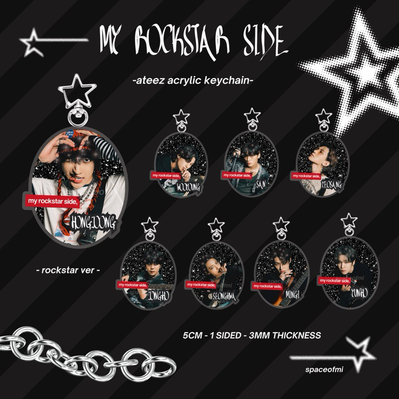 My ROCKSTAR SIDE - ATEEZ ACRYLIC KEYCHAIN | Hongjoong san mingi ...