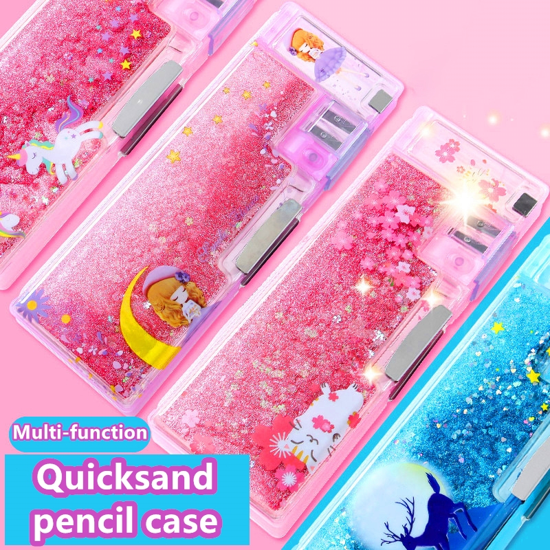 Ai Glitter Magnetic Pencil Case 2 Sided Character Pencil Case Quicksand ...