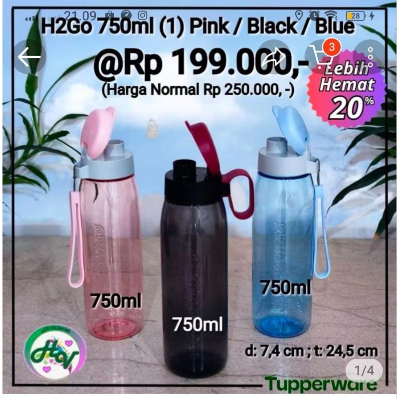 H2go Tupperware/Drinking bottle | Shopee Philippines