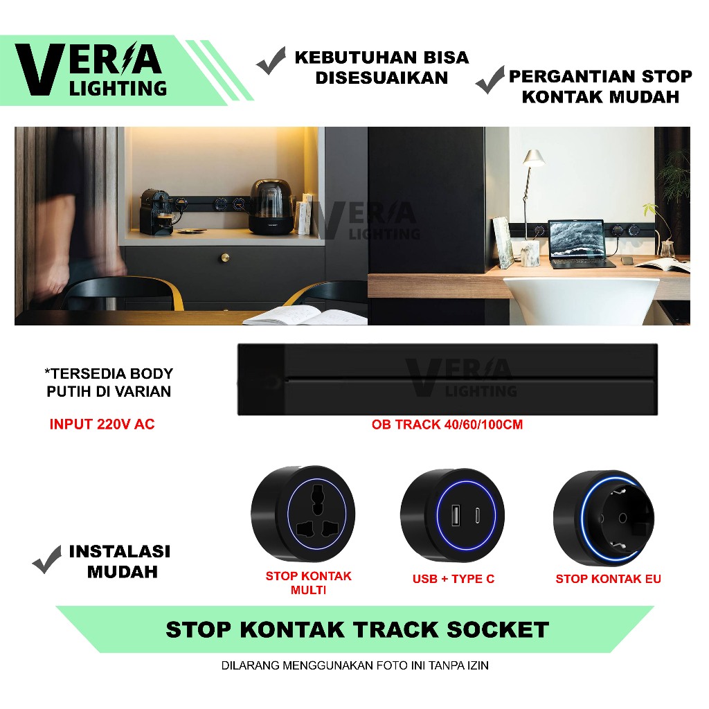 Socket & Rail Plug Socket Electrical Terminal Power Track Socket Long ...