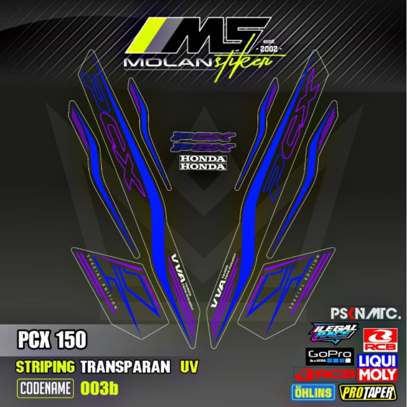 UNGU LOKAL Decal Sticker Striping Variation Transparent Uv PCX 150 2018 ...