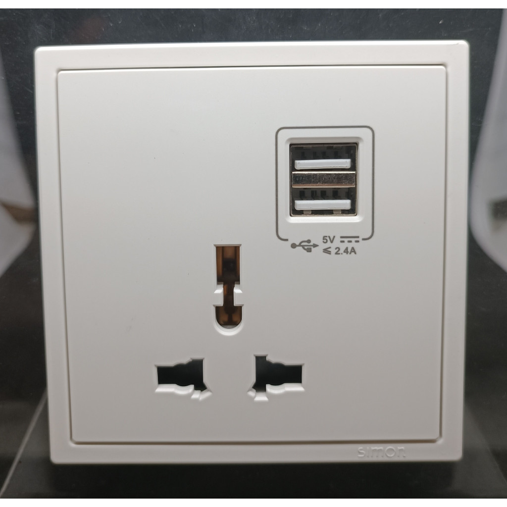 SIMON I7 WHITE UNIVERSAL / MULTI SOCKET WITH USB CHARGERS / MULTI ...