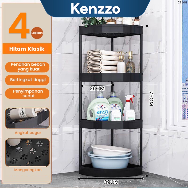 Kenzzo Square 4 Tier Kitchen Shelf With Wheels Plastic Kitchen Shelf ...