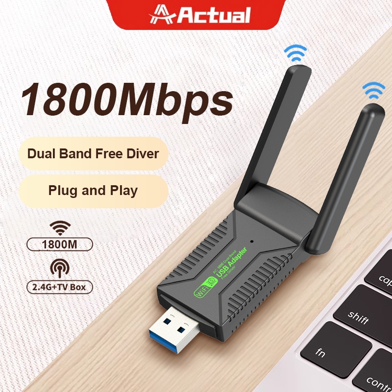 Actual 1800Mbps WiFi 6usb Adapter 2.4GHz USB3.0 Wi-fi Adapter Wireless Network Card High Antenna ...