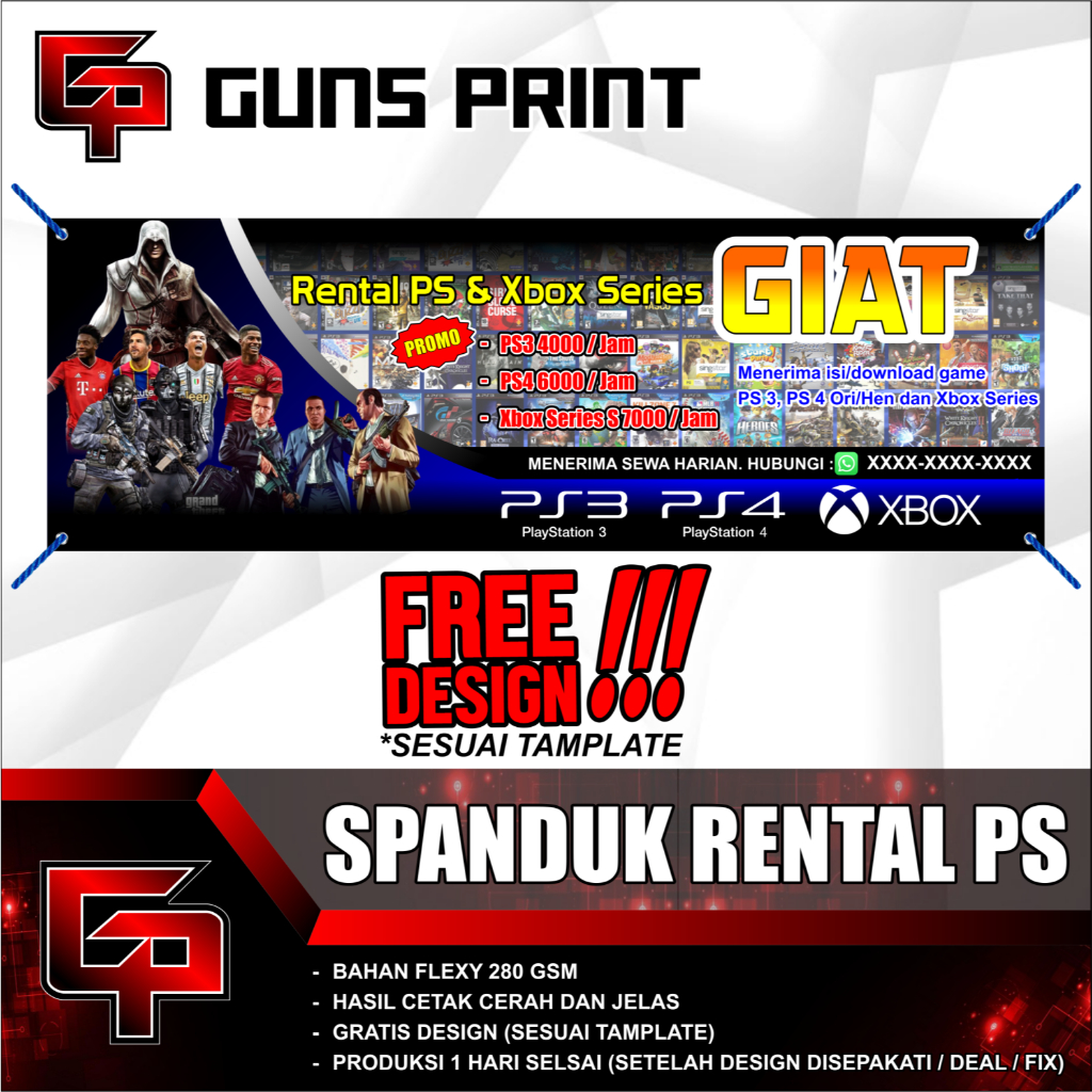 Banner | Banner | Baliho "PLAYSTATION / PS" UK. 100 X50 / 200 X 100 / ...