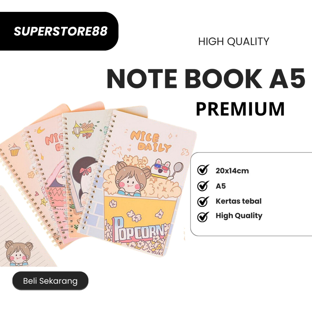 A5 Line Writing Book A5 NoteBook Ring Motif A5 School Writing Book ...