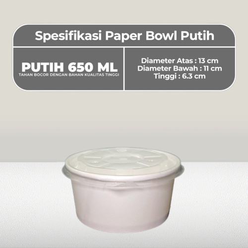 Paper Bowl 650ML - Rice Bowl Paper 650ML - Paper Bowl 650ML - Lid 650ML ...