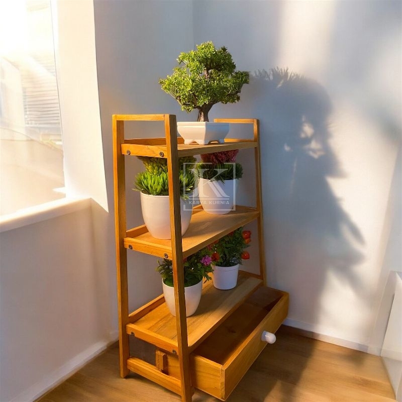 KAYU Teak Wood Cosmetic Rack/ Teak Wood Multipurpose Stacking Rack/ 3 ...