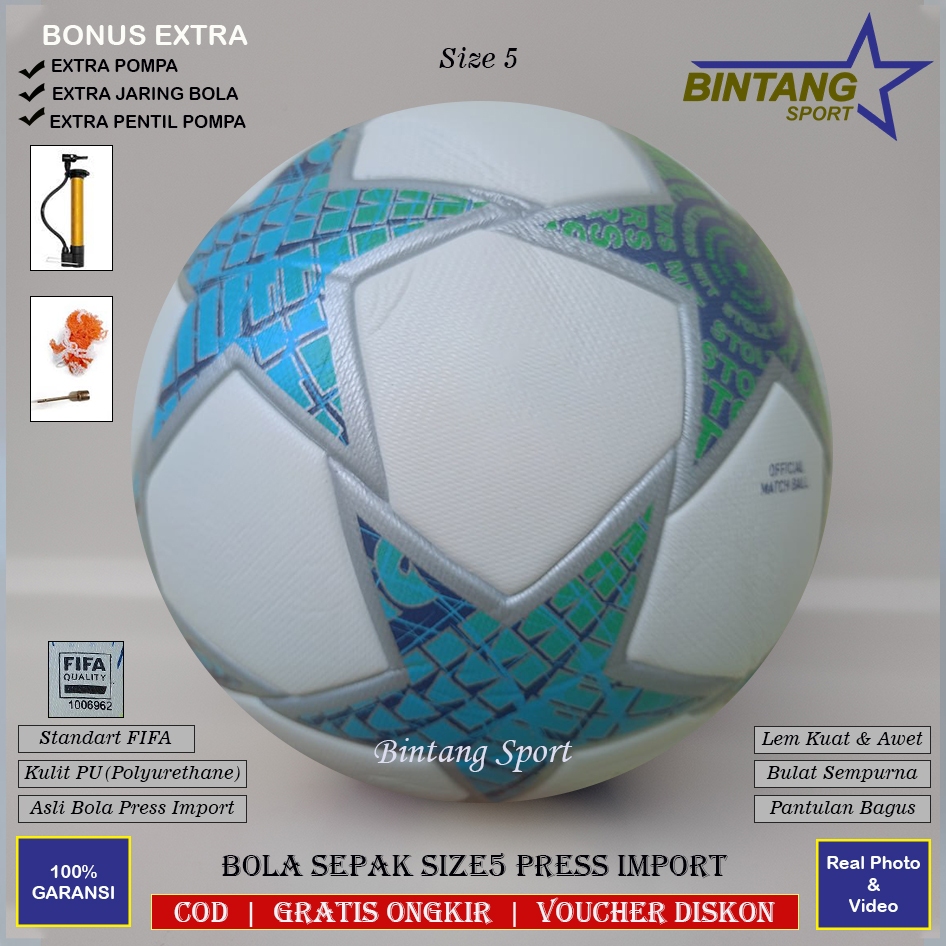 MESIN Soccer Ball Size 5 Original Import Model Press Champion League ...