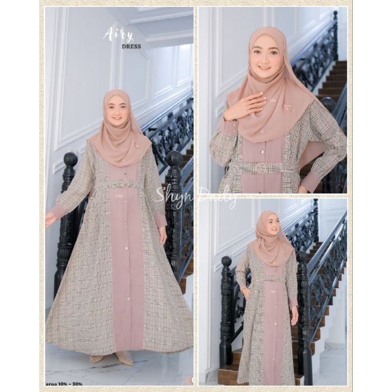 ORIGINAL GAMIS AIRY DRESS CREAM color (free pashmina) | Shopee Philippines