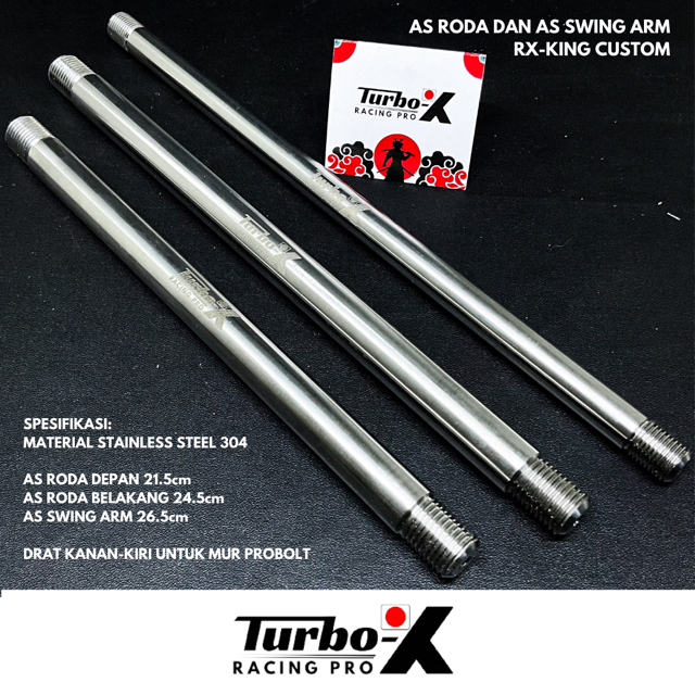Set AXLES AND SWING ARM DOUBLE NUT STAINLESS 304 RX KING RXKING RXS YT ...