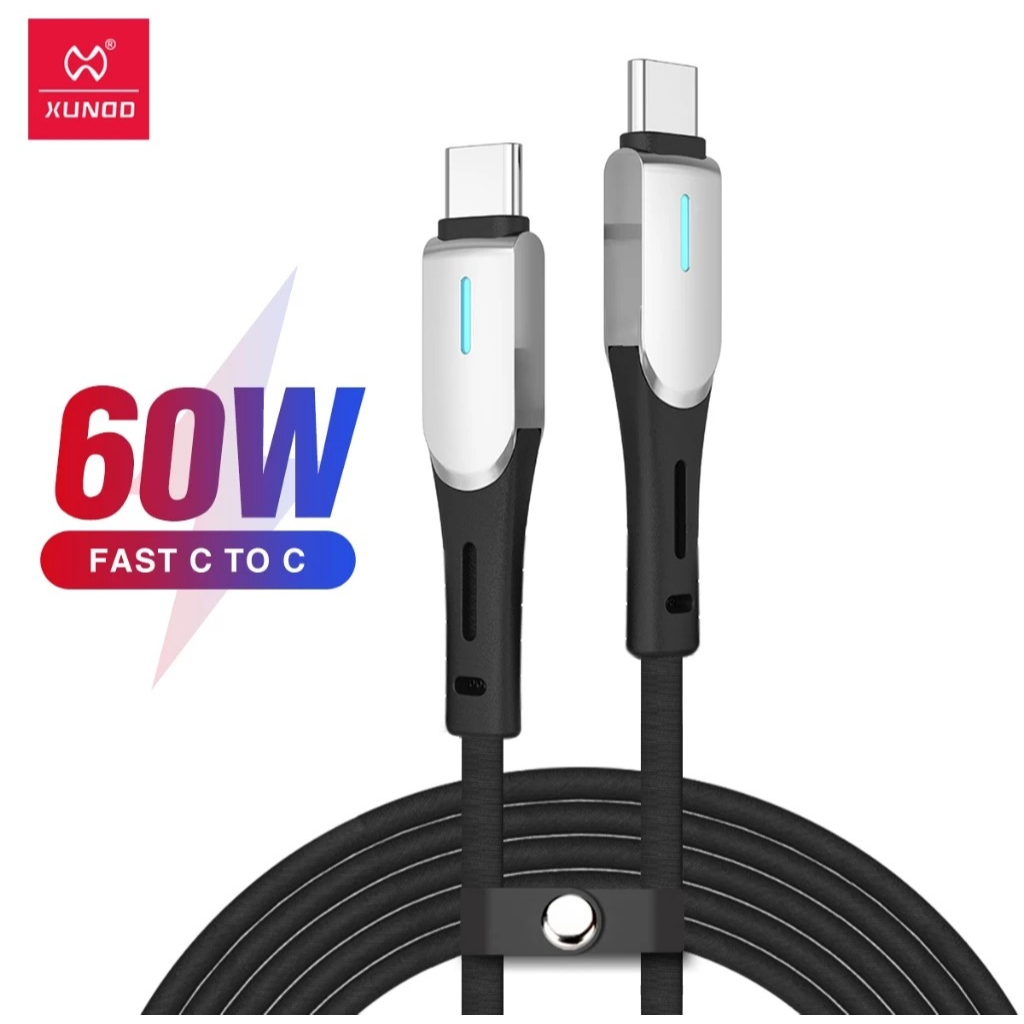 Xundd PD 60W Type C Cable Super Fast Quick Charger/Type-C to Type-C data Cable PD 3A LED ...