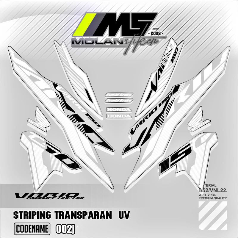 Decal Sticker Striping Transparent Variations Uv Vario 125 2019-2022 ...