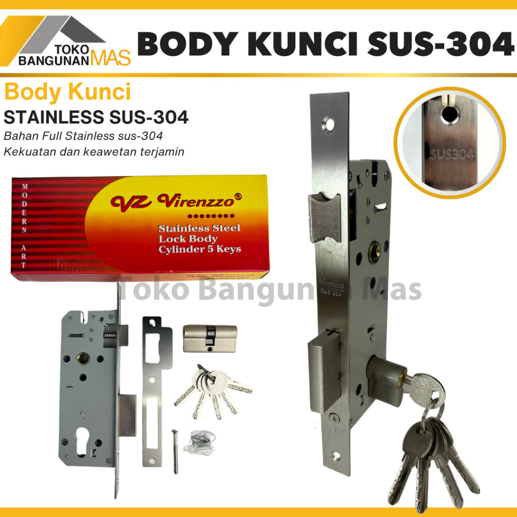 Normal Lock Body Stainless SUS 304 Virenzzo daleman Lock Handle Normal ...