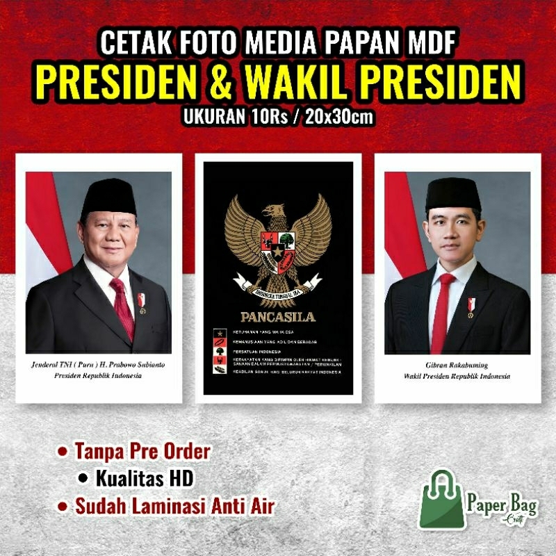 Print PHOTO + PRESIDENTIAL FRAME & WAPRES 10RS/20x30cm (1 Set) | Shopee ...