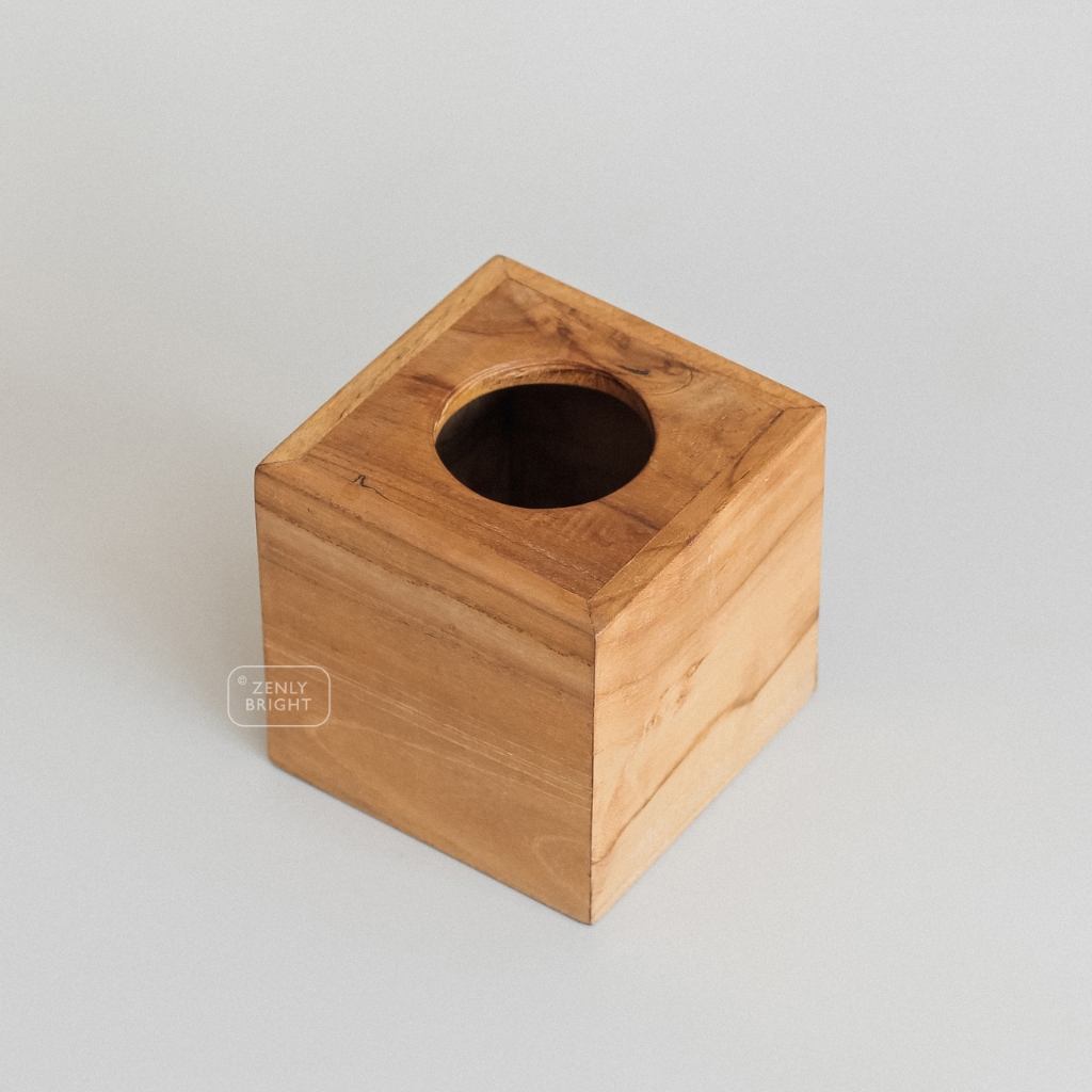 Teak Wood Tissue Box Square Model 13 cm x13cm x13cm | Teak wood tissue ...