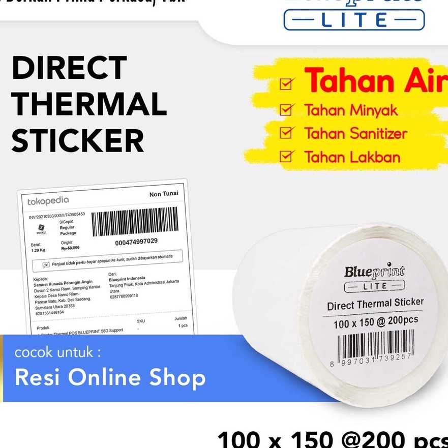 Quality Direct Thermal Sticker 1 x 15 Shipping Labels BLUEPRINT Lite ...