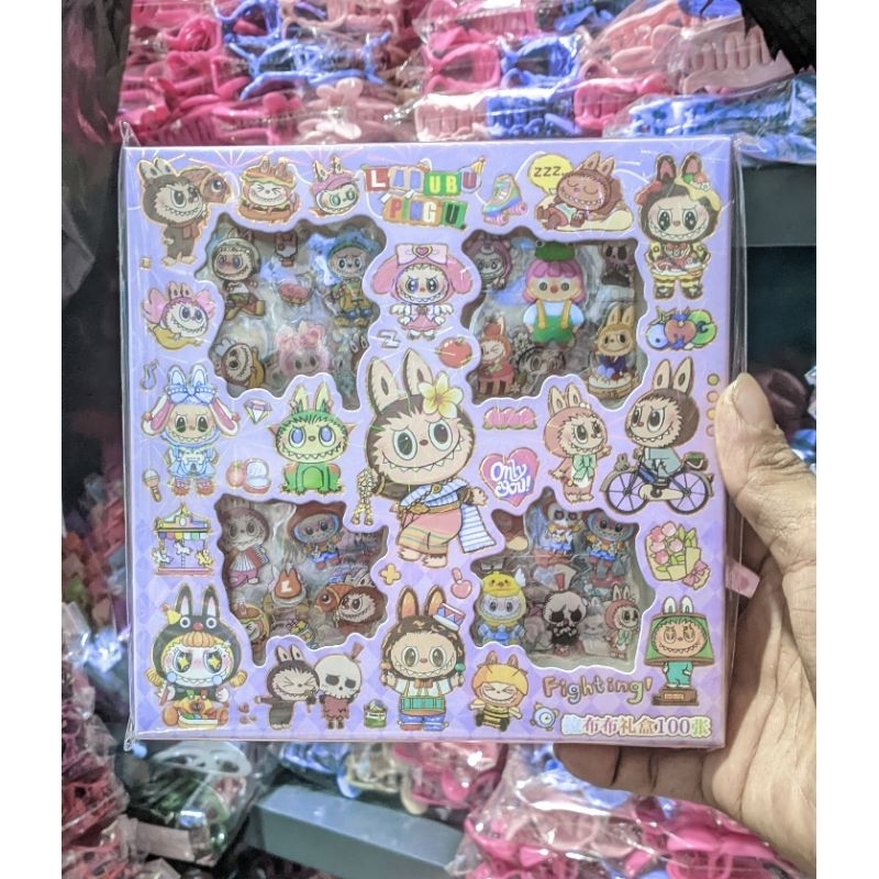 Labubu character stickers // Cute stickers in a box containing 100 pcs ...
