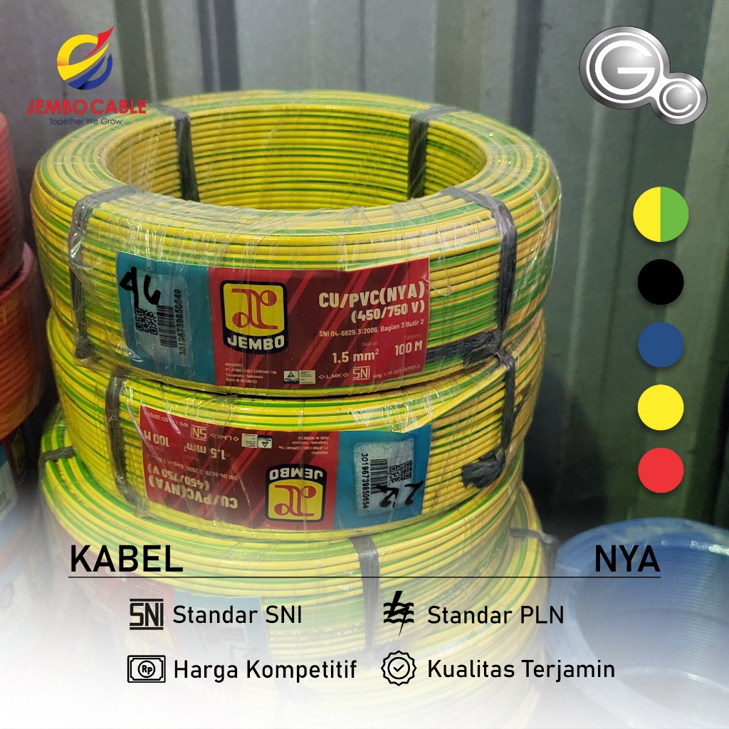 HIJAU Nya Yellow Green Jembo Power Cable 1 x 2.5MM x 100 M - GCI ...