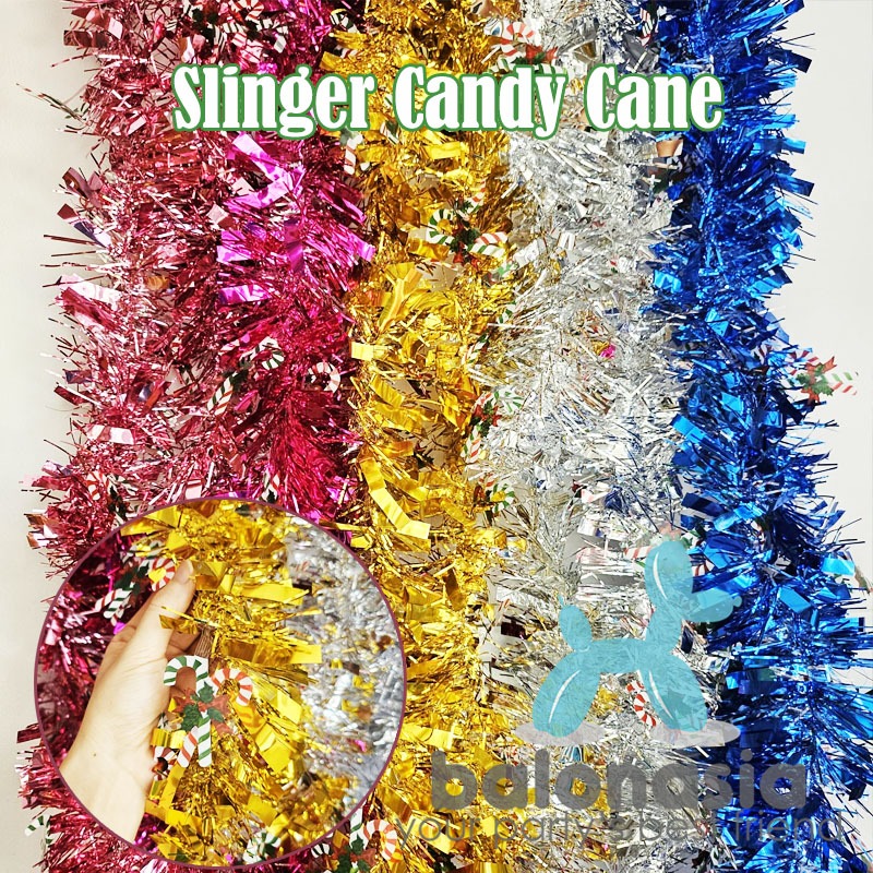 Slinger Tinsel Christmas tree ornaments garland Tinsel candy cane snow ...
