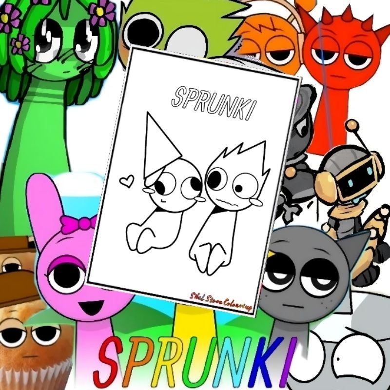 Sprunki V1 Theme Children's Coloring Paper / Drawing Paper (11 Sheets ...