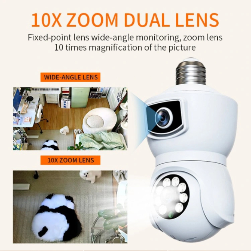 Cctv V380 Pro Light Bulb CCTV Camera Dual Lens Bulb WiFi IP Camera E27 ...