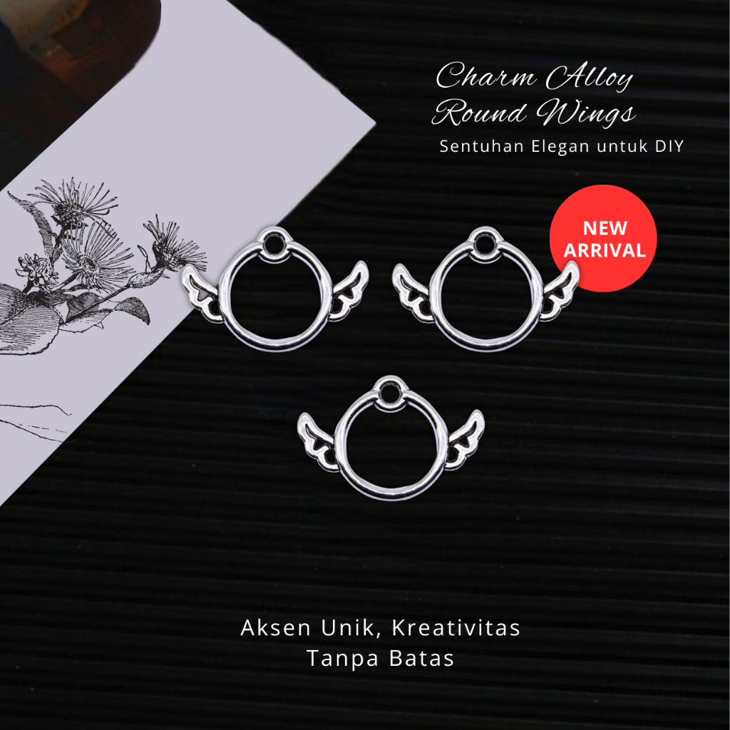 Winged circle 19x13mm charm pendant DIY making jewelry bead bracelet ...