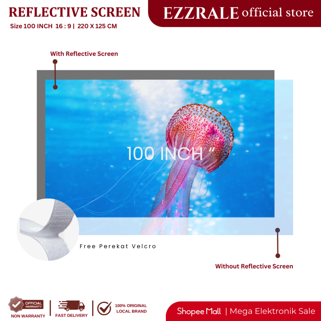 Reflective Screen Projector 80 Inch | 100 Inch | 120 Inch | Shopee ...
