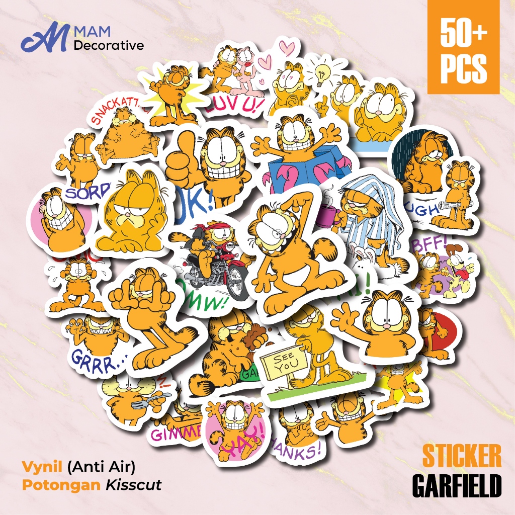 HP 50 PCS GARFIELD STICKER | Waterproof Vinyl | Helmet Sticker Journal ...