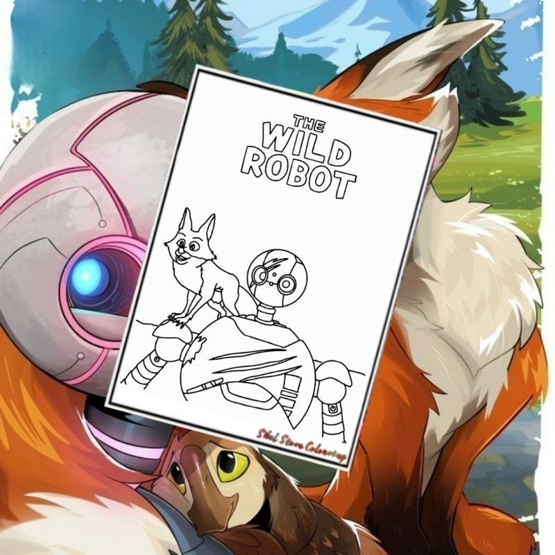 The Wild Robot Theme Children's Coloring Drawing Paper (10 Sheets ...