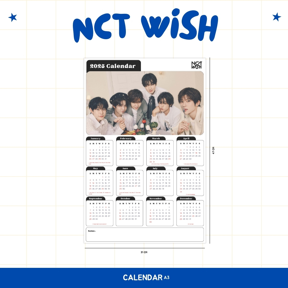 2025 NCT WISH KPOP CALENDAR + LAMINATED 2 SIDES OF KOREAN IDOL ...