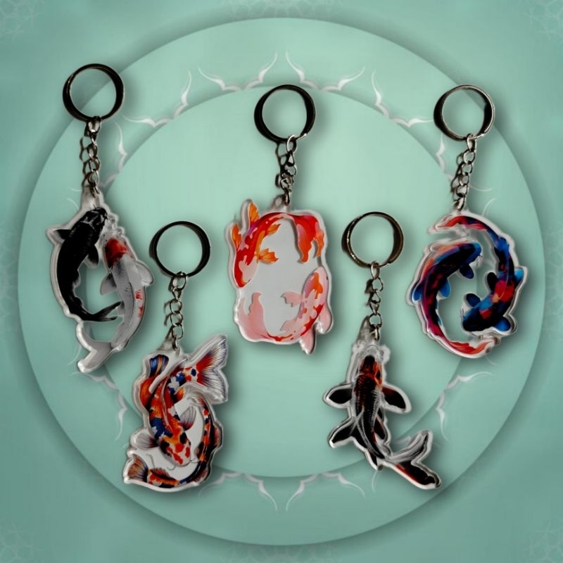 GANTUNGAN Acrylic "KOI FISH DIG ART" key chain can be customized ...