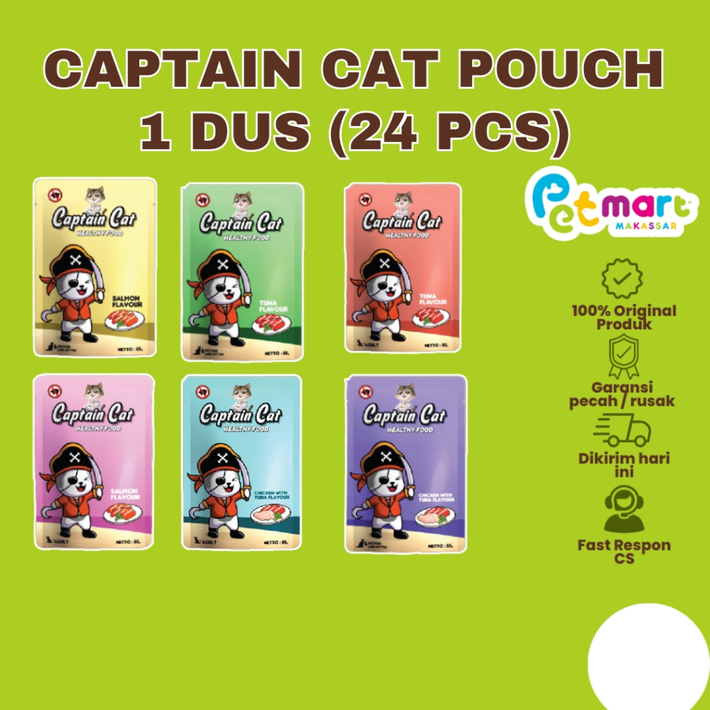 Captain Cat Pouch Wet Cat Food All Variants Cat Wet Food 1 box | Shopee ...