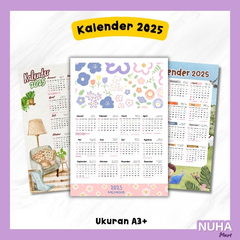 2025 Calendar A3+ Wall Decor Aesthetic Wall Decor Painting Poster ...