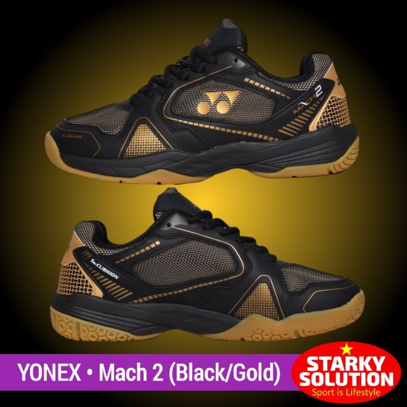 Original YONEX MACH 2 Badminton Shoes - Black/Gold | Shopee Philippines