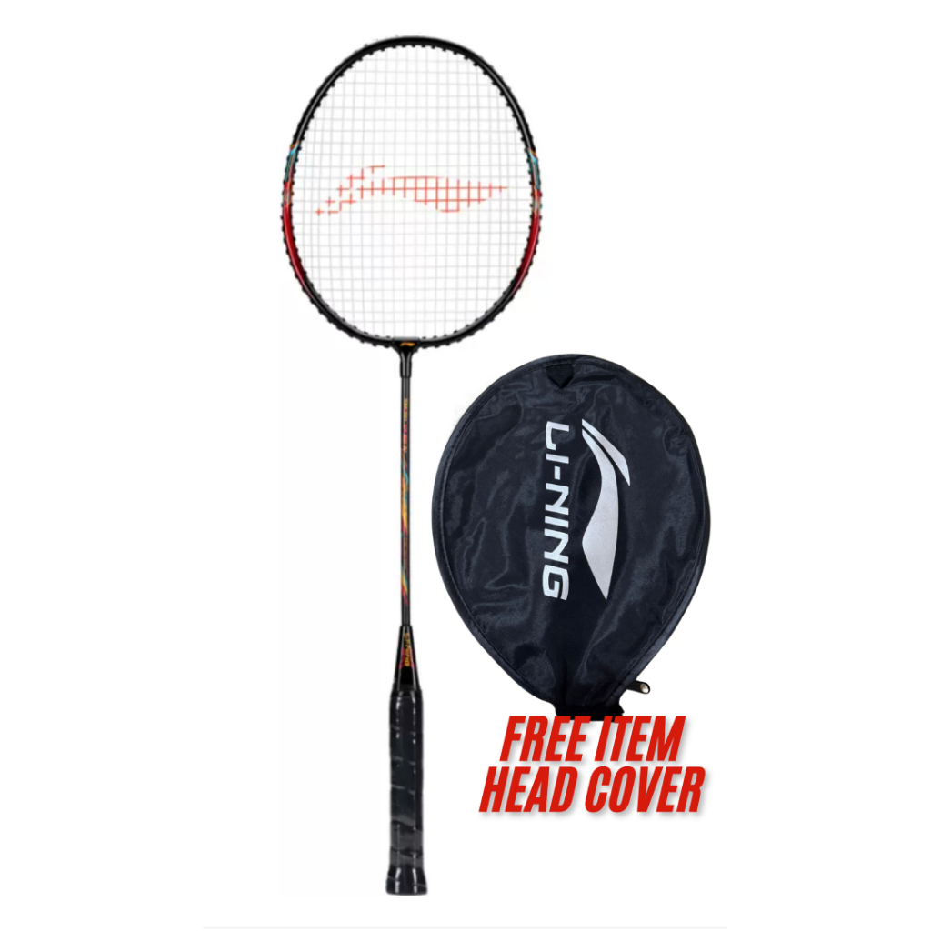 Li-ning Badminton Racket XP 60 Black/Fire Red AYPU165-1 Bundle Head ...